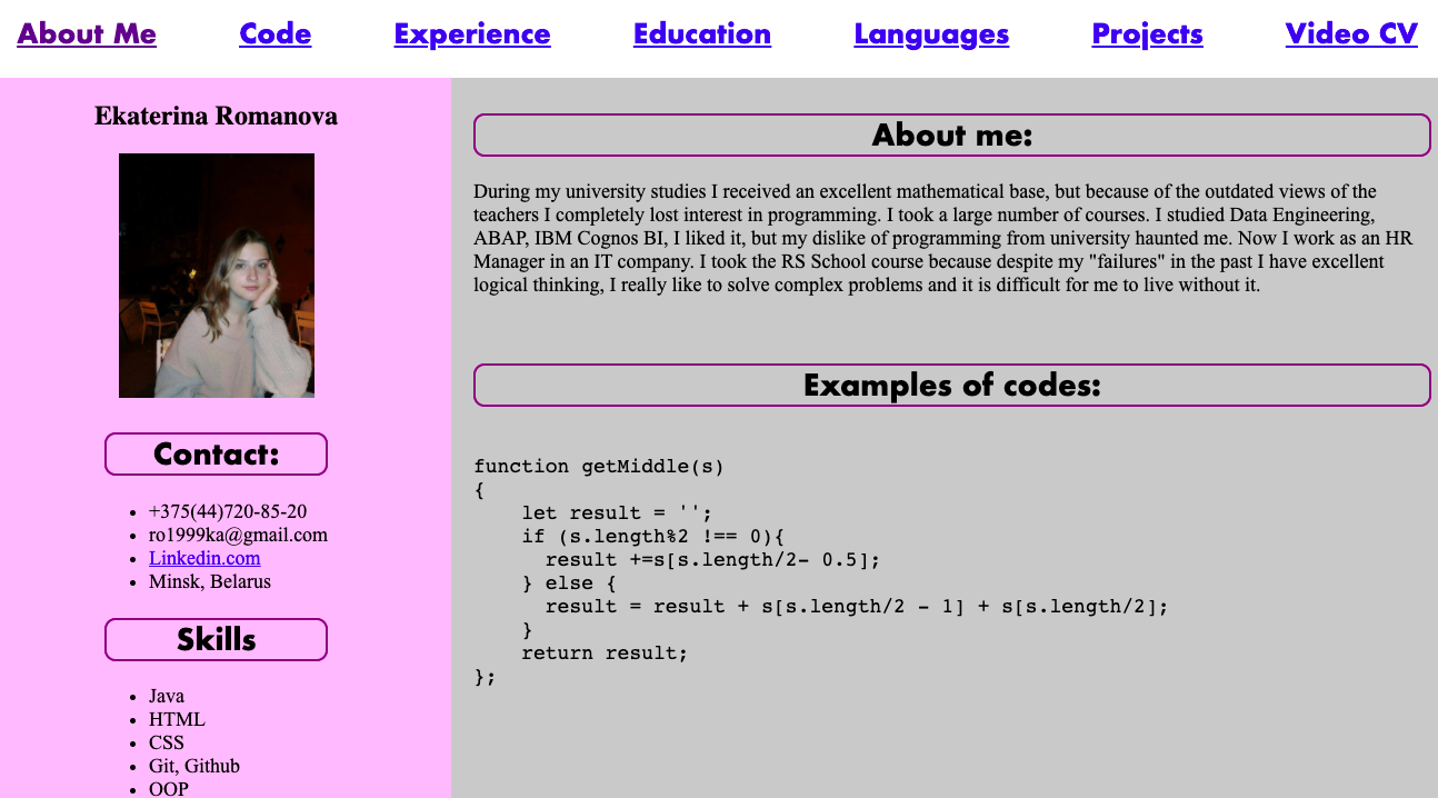 CV Ekaterina Romanova